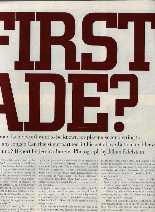 The Sunday Times - ADE EDMONDSON First Ade Adrian Jillian Edelstein – magazine canteen