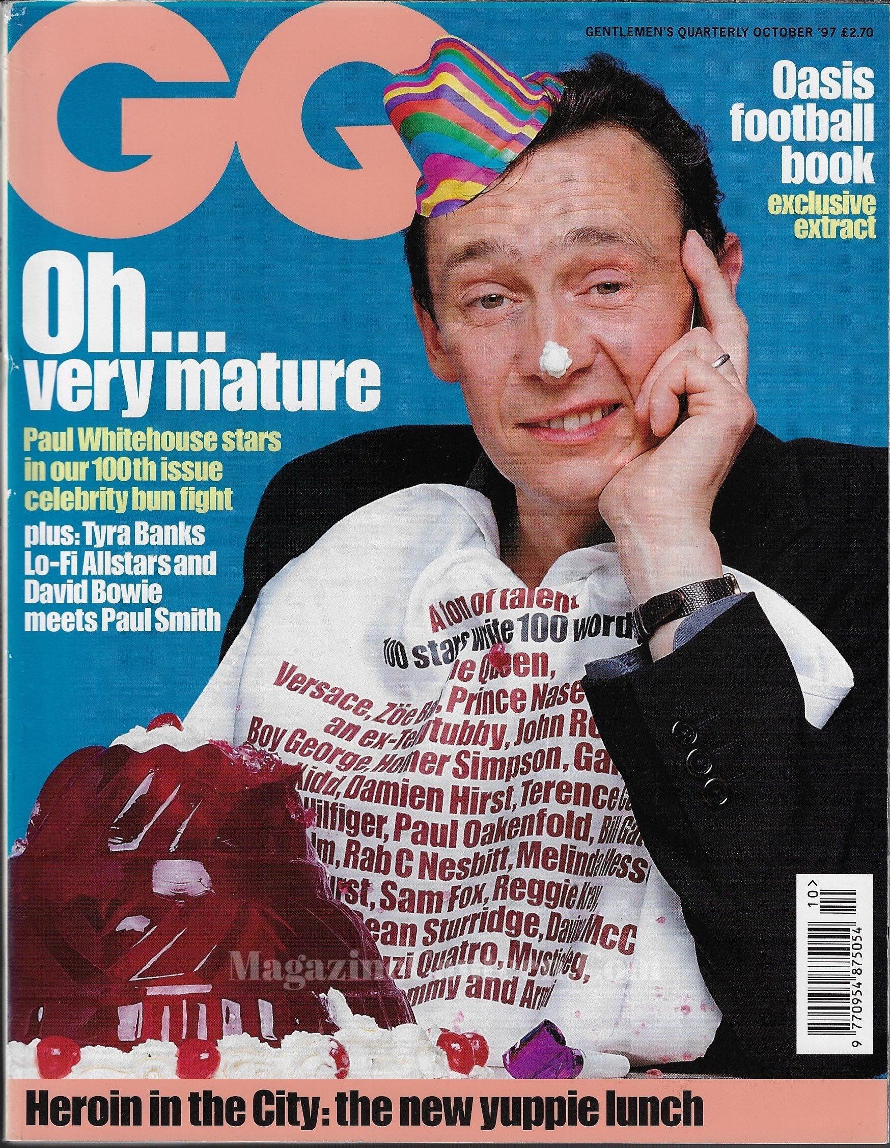 GQ Magazine October 1997 - Paul Whitehouse – magazine canteen