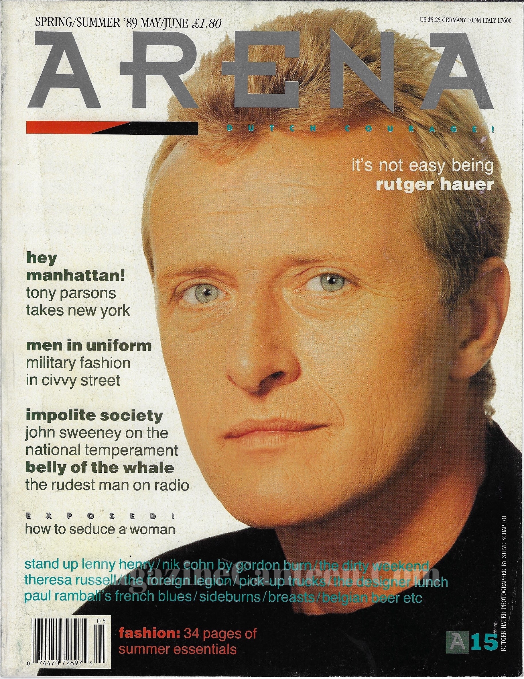 Arena Magazine 15 - Rutger Hauer 1989 – magazine canteen