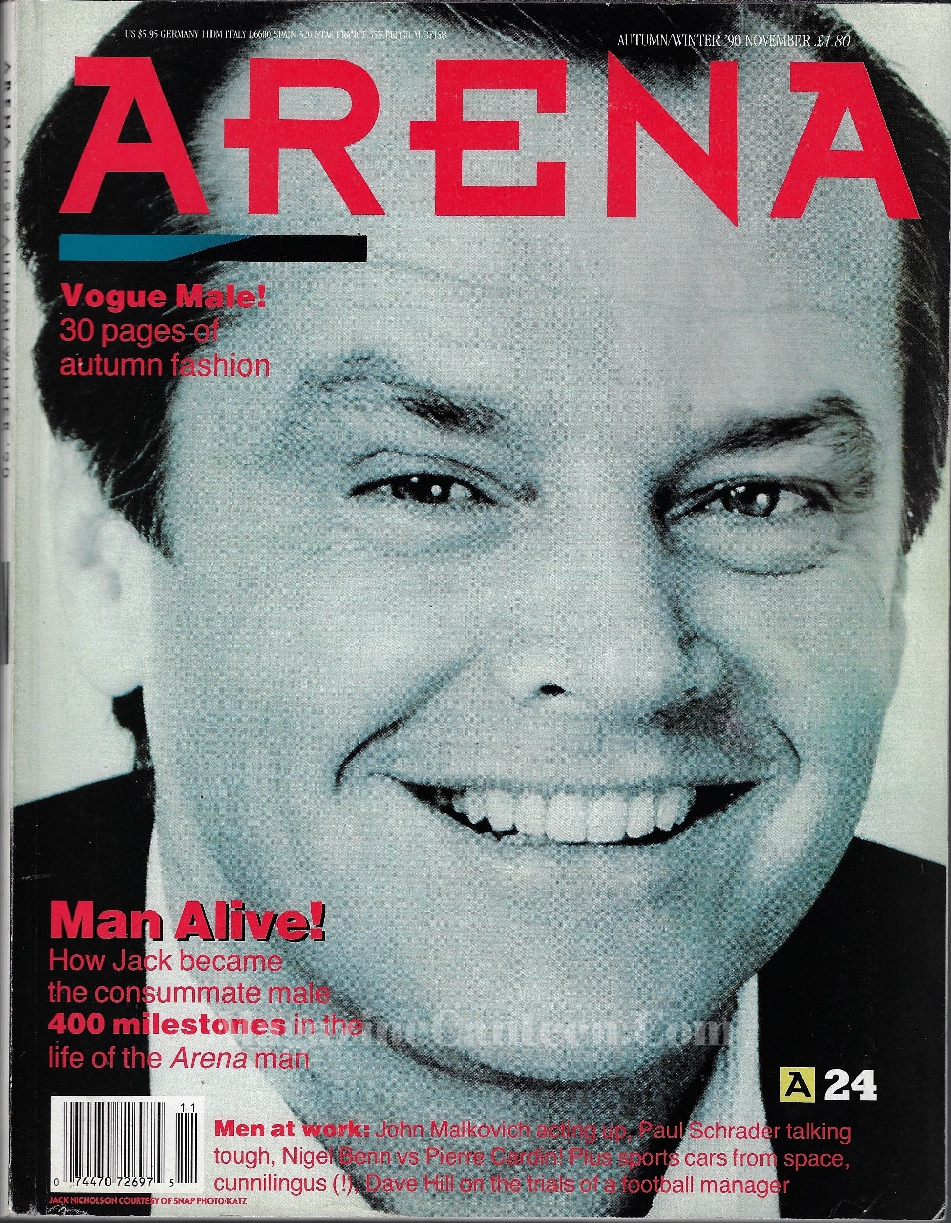 Arena Magazine 24 - Jack Nicholson 1990 – magazine canteen