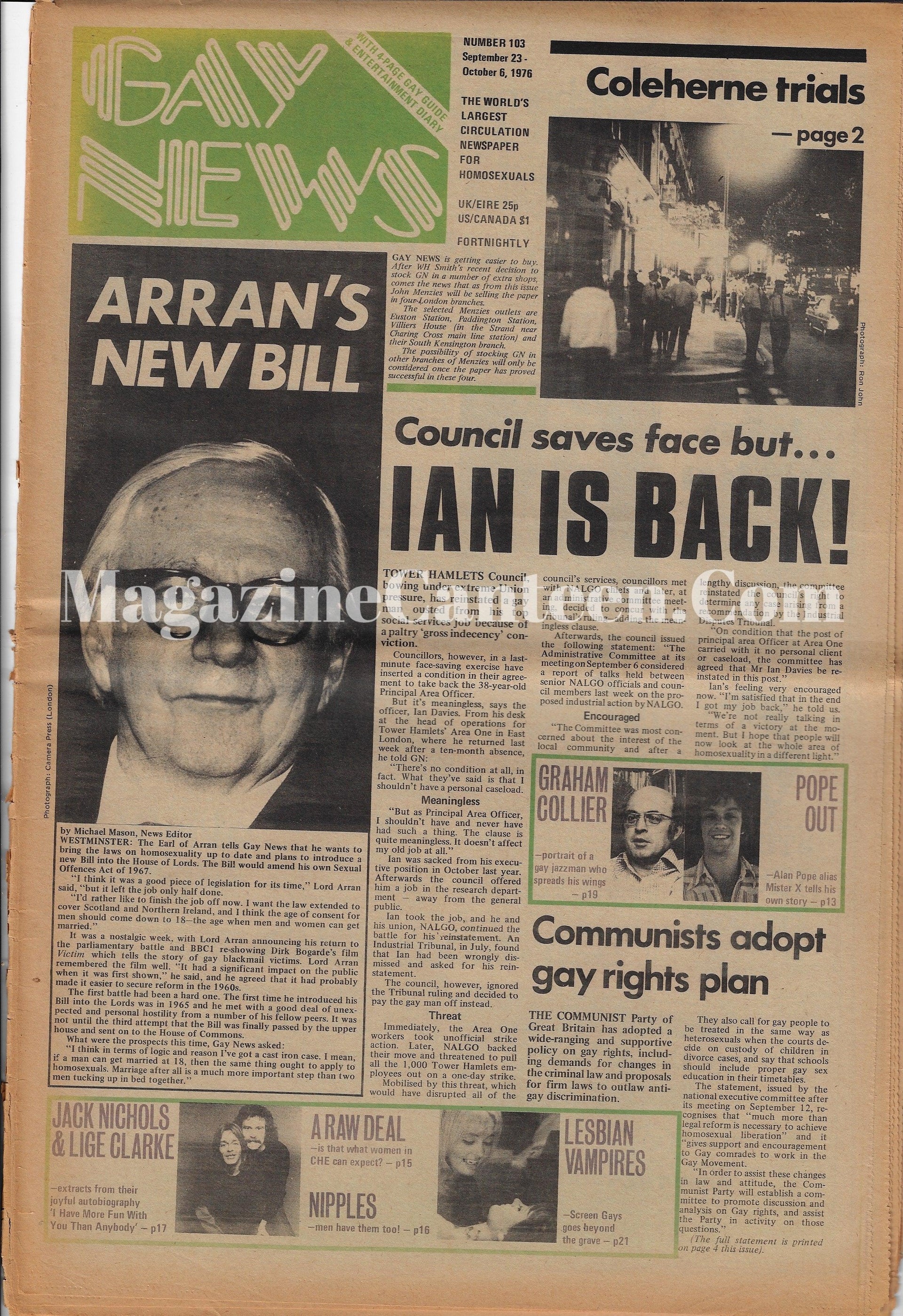 Gay News - Graham Collier – magazine canteen