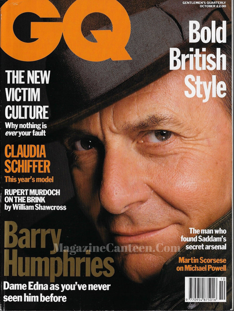 GQ Magazine October 1992 - Barry Humphries – magazine canteen