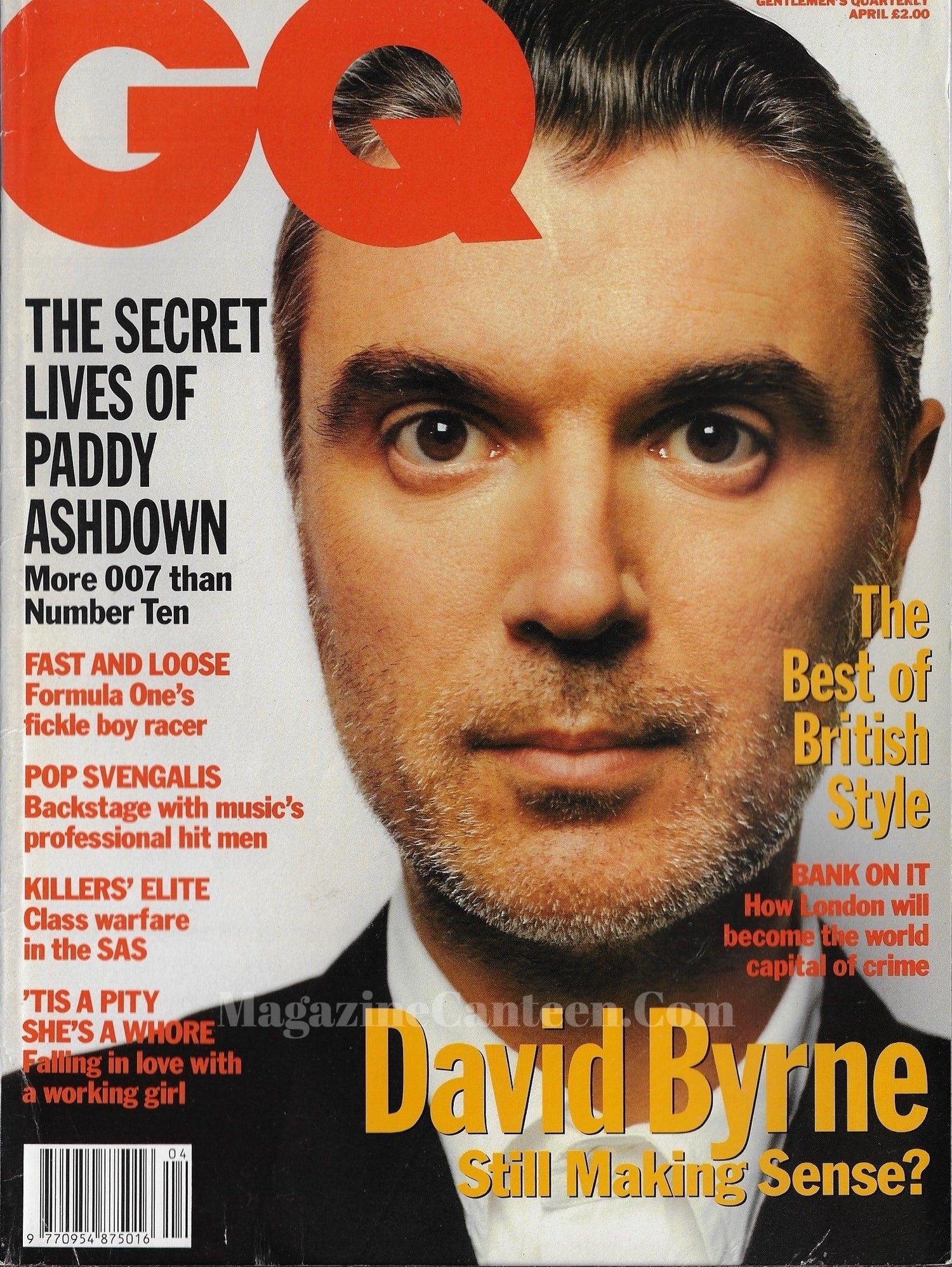 GQ Magazine April 1992 - David Byrne – magazine canteen