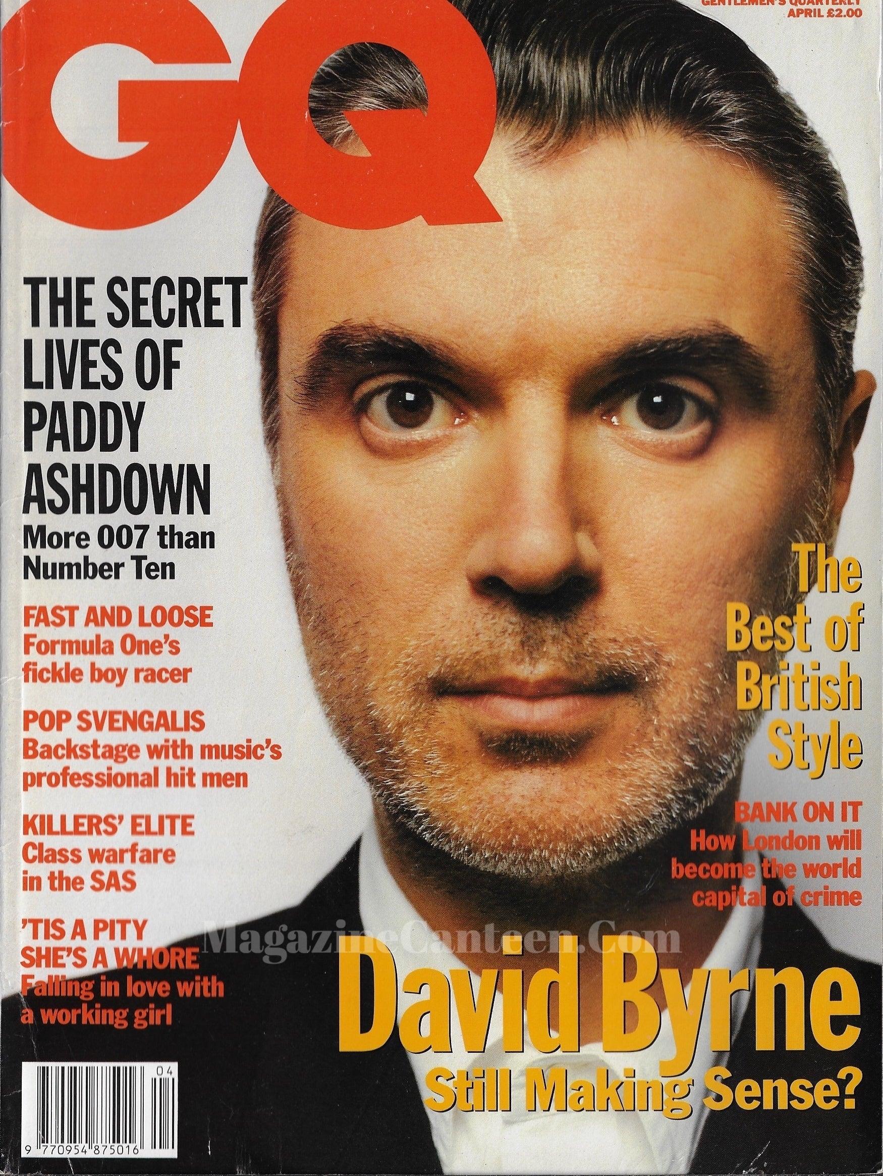 GQ Magazine April 1992 - David Byrne – magazine canteen