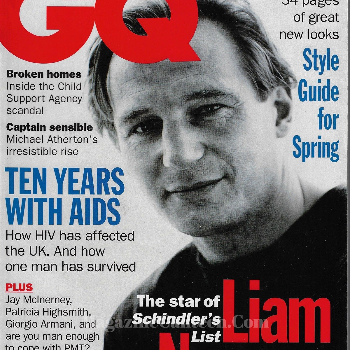 GQ Magazine March 1994 - Liam Neeson – magazine canteen