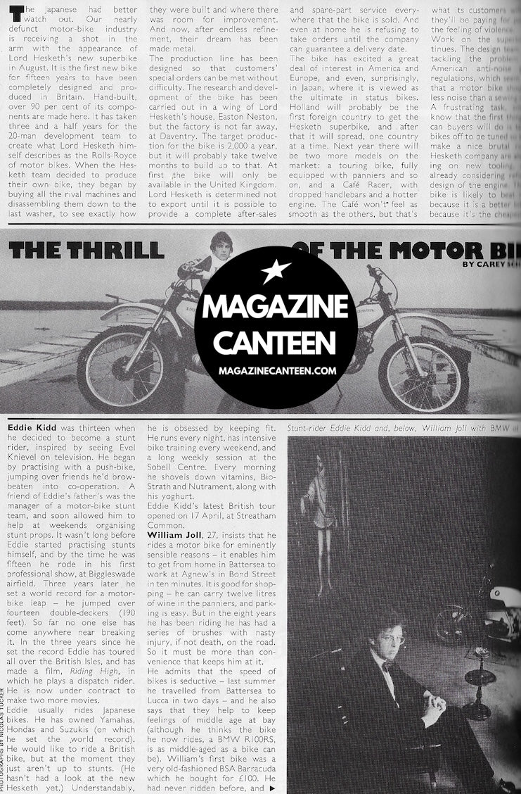 Harpers & Queen Magazine - EDDIE KIDD The Thrill – magazine canteen