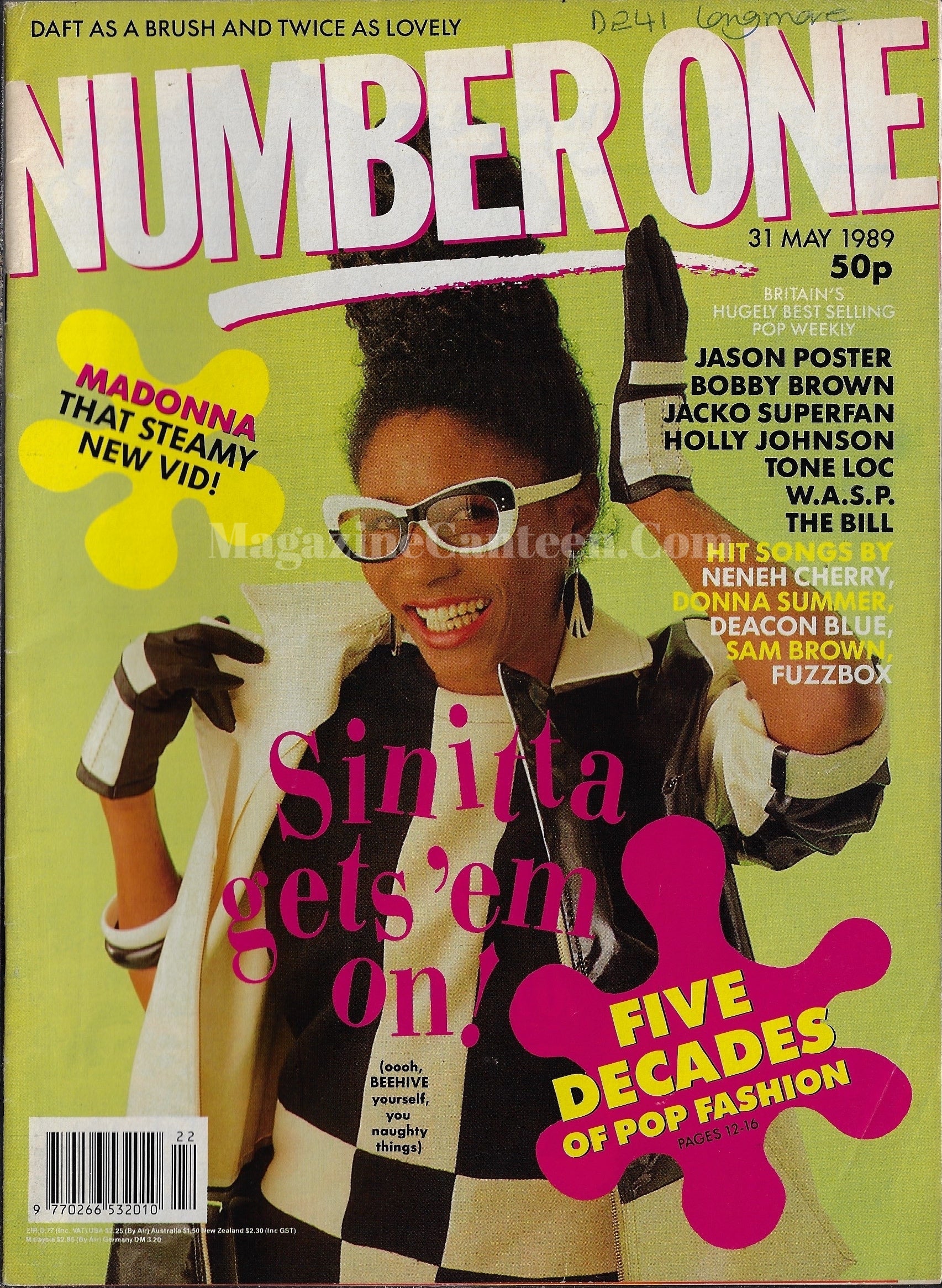 Number One Magazine - Sinitta – magazine canteen