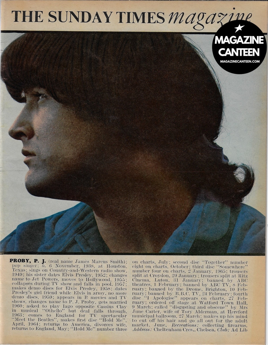 The Sunday Times Magazine - PJ PROBY David Bailey JOHN BULMER ...