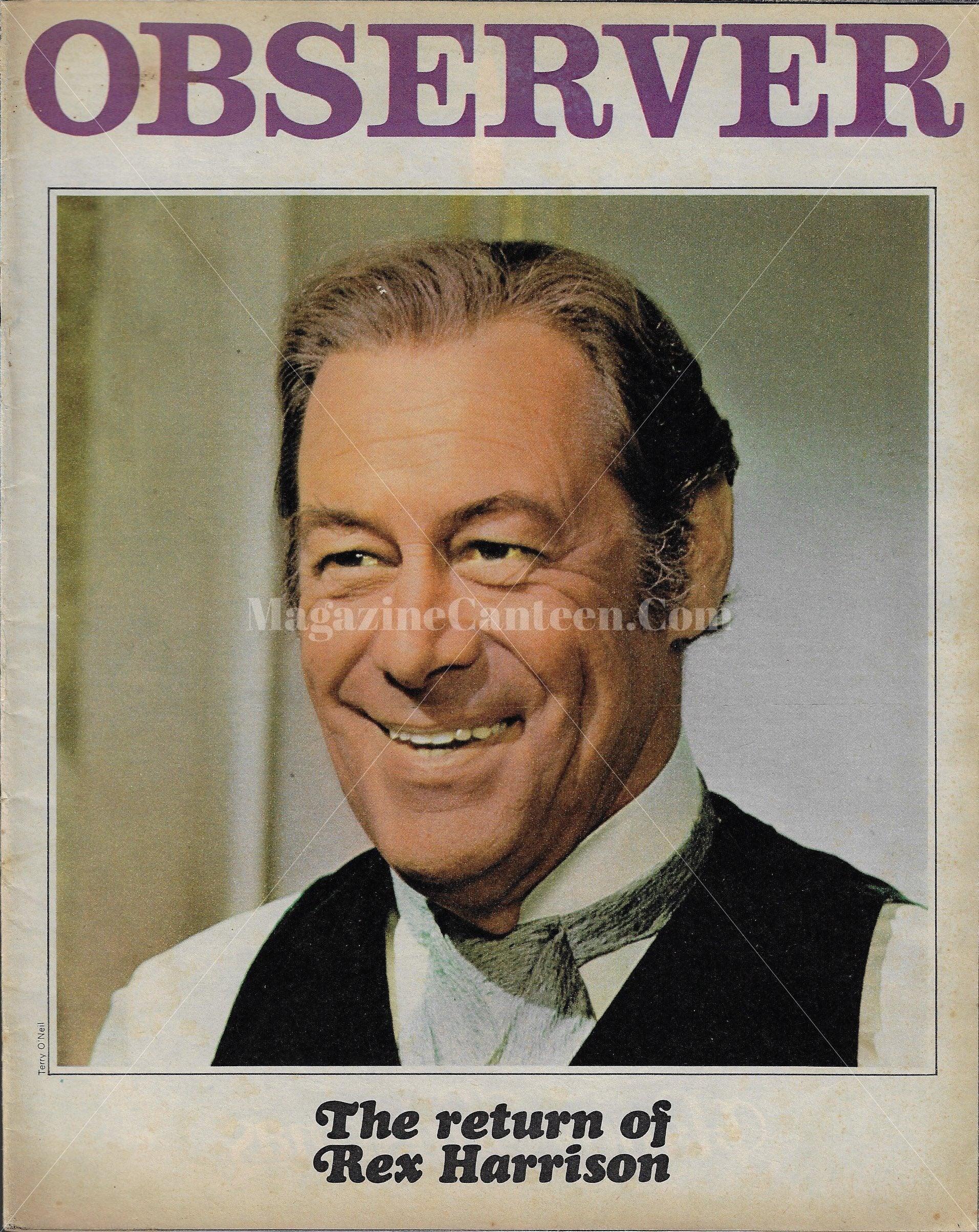 The Observer Magazine - Rex Harrison Terry O'Neill – magazine canteen