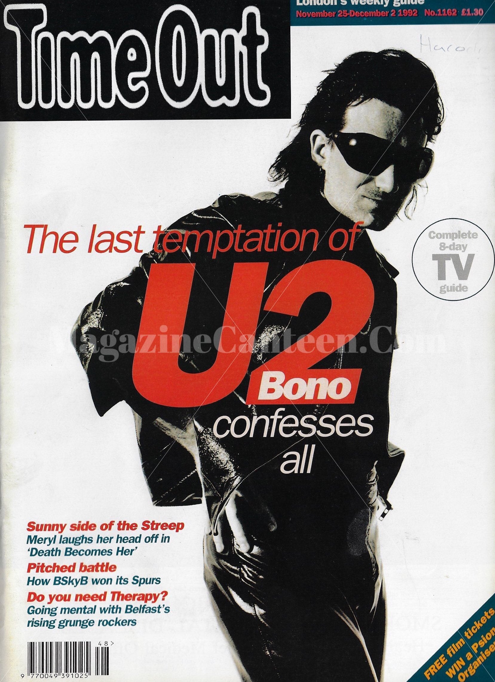 Time Out Magazine - U2 Bono – magazine canteen