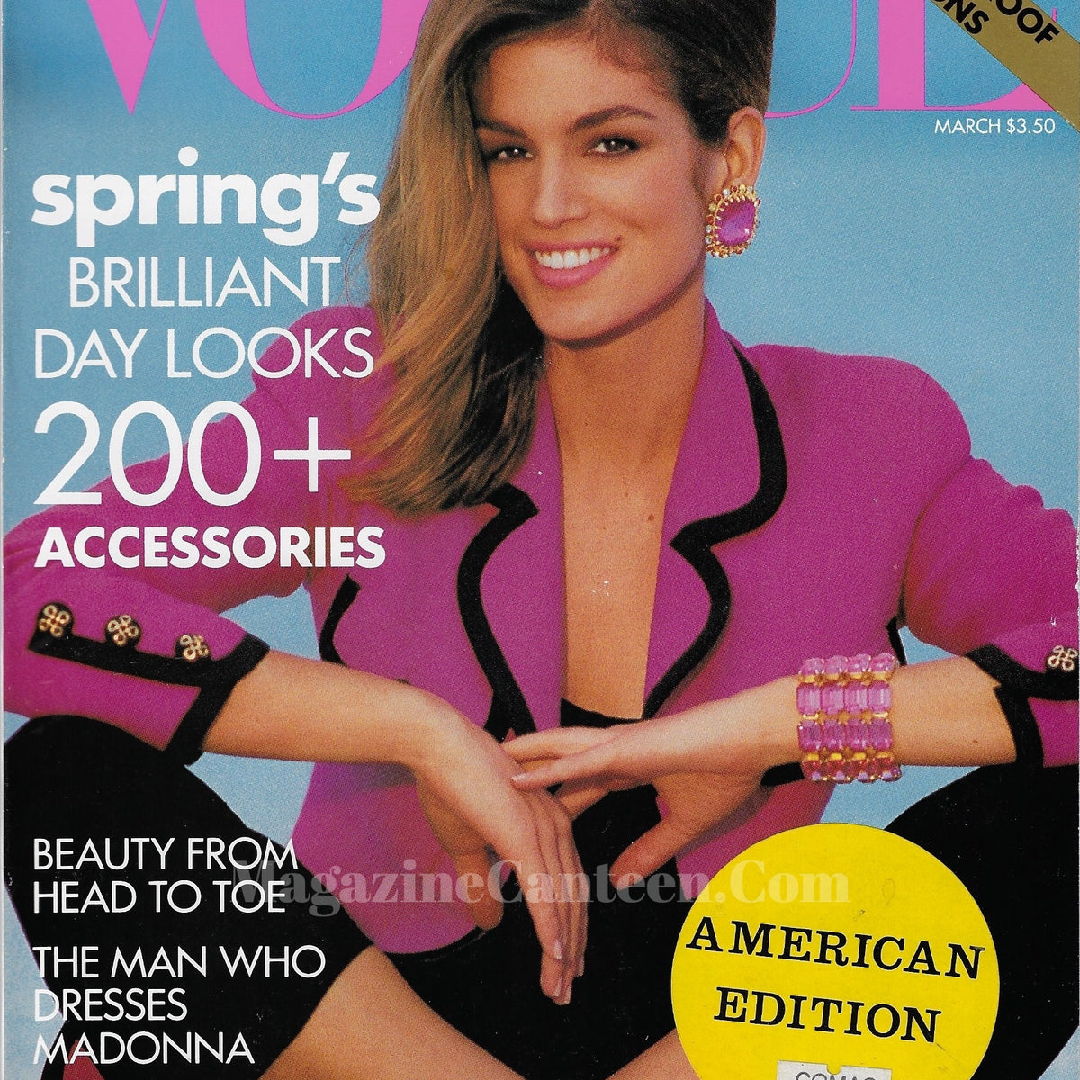 Vogue USA Magazine March 1991 - Cindy Crawford – magazine canteen
