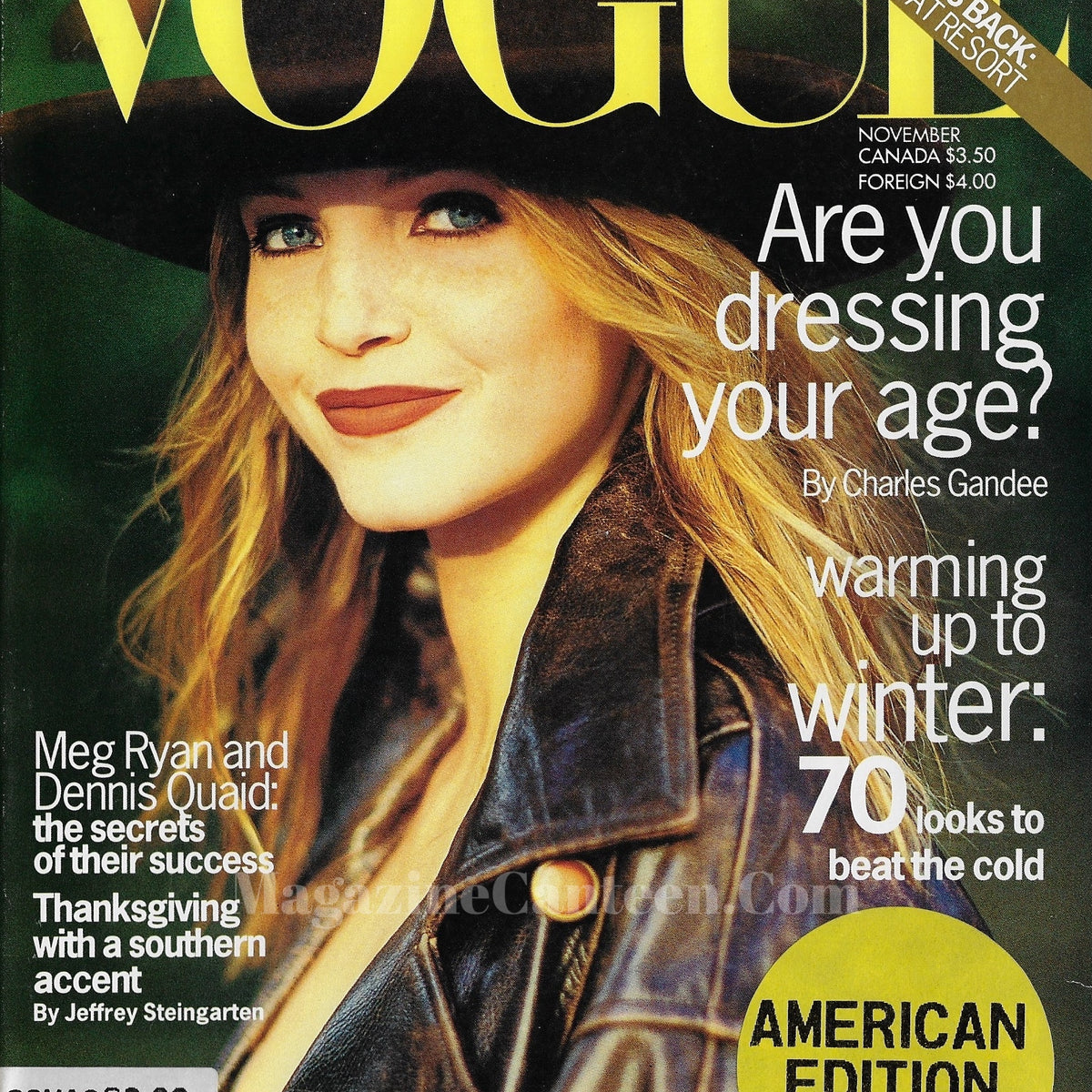 Vogue USA Magazine November 1993 - Nadja Auermann – magazine canteen