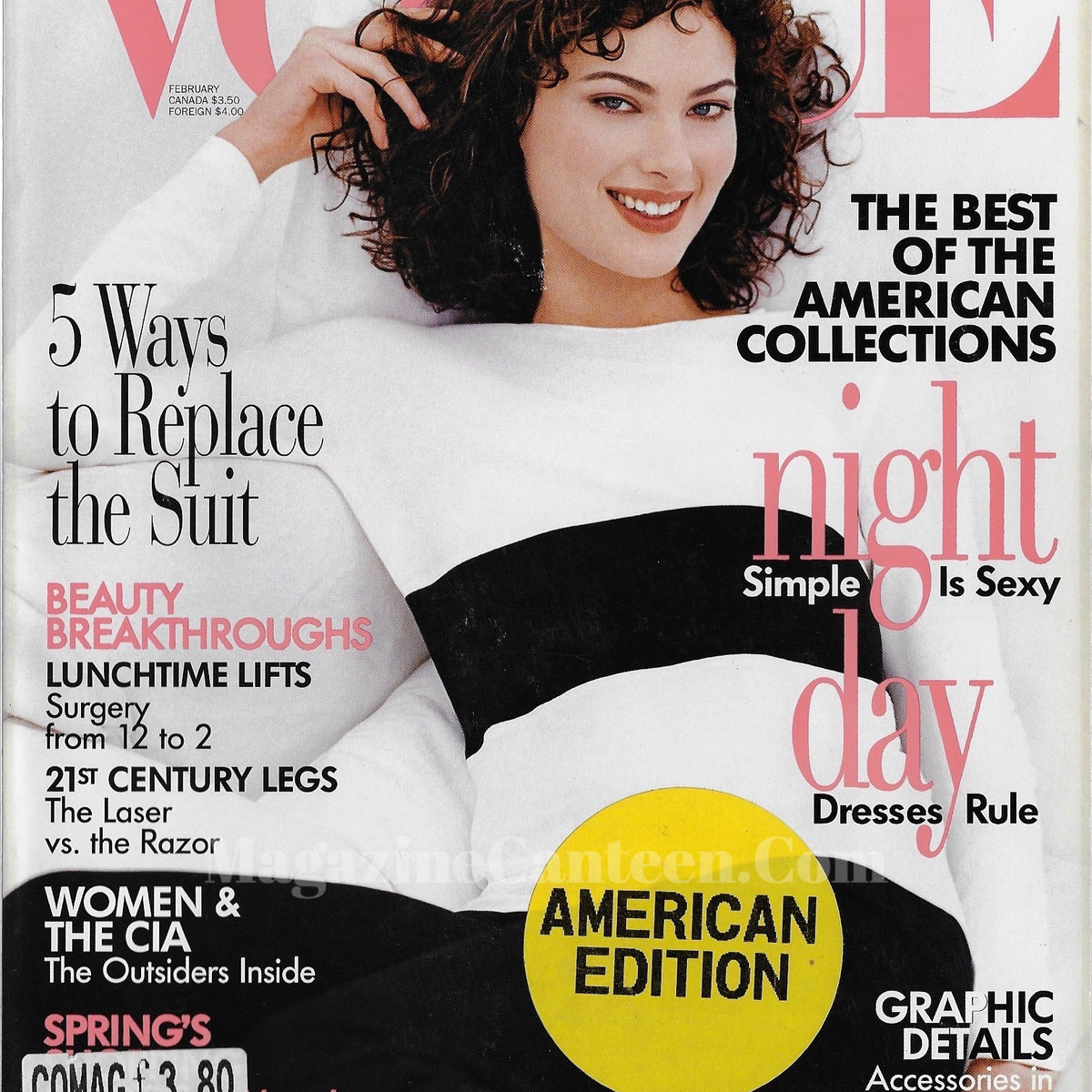 Vogue USA Magazine February 1996 - Shalom Harlow – magazine canteen