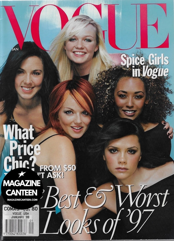 Vogue USA Magazine January 1998 - THE SPICE GIRLS Oasis PATSY KENSIT ...