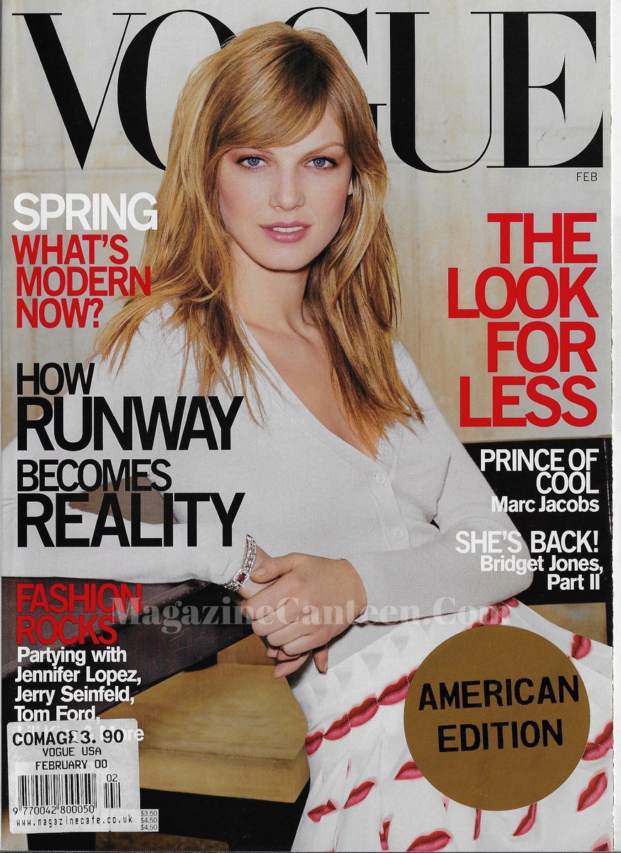 Vogue USA Magazine February 2000 - Angela Lindvall – magazine canteen
